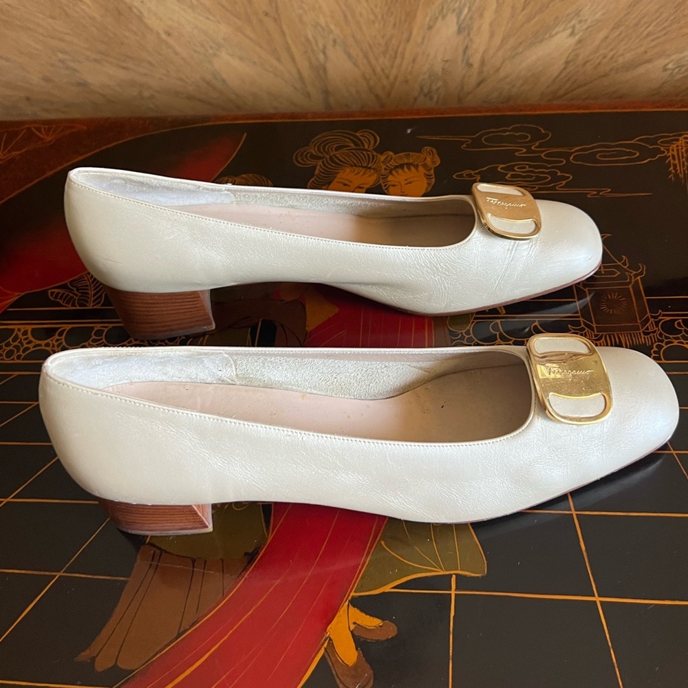 Salvatore Ferragamo Shoes Cream/Ivory Color Leather S… - Gem